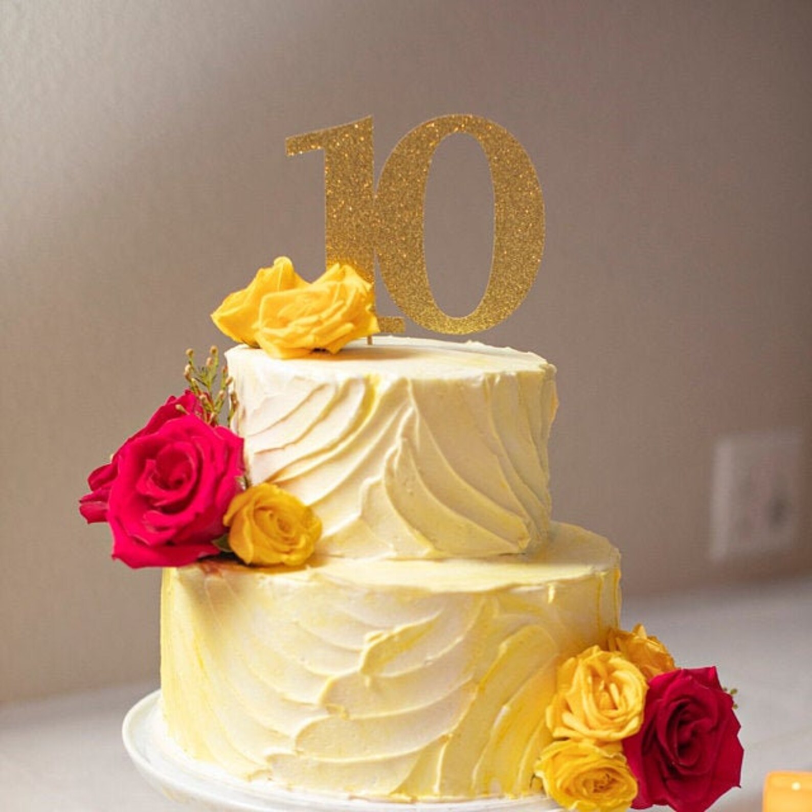 Ten Number Cake Topper, Cake Decoration, Glitter, Party Decoration ...