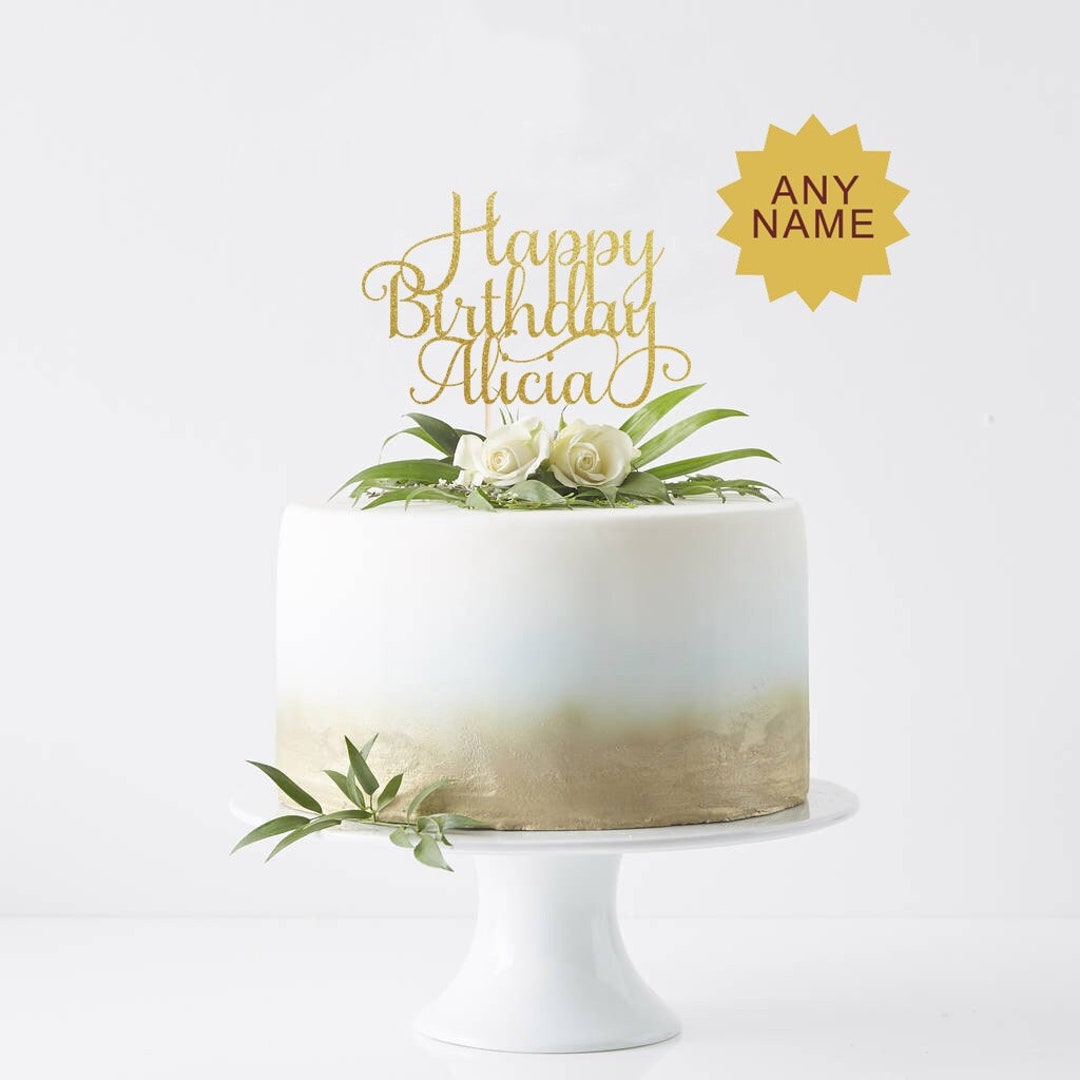 Happy Birthday ANY NAME Cake Topper, Happy 90th Cake Decoration, 90th ...
