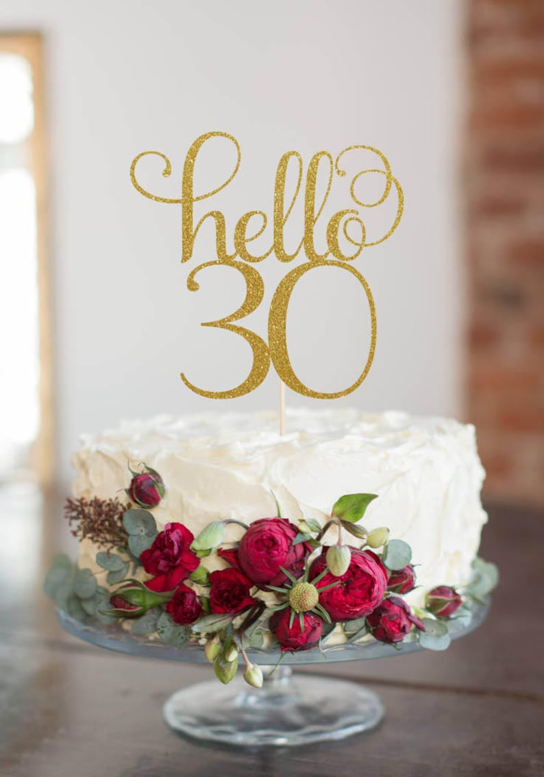 Hello 30 Thirty Cake Topper, Cake Decoration, Glitter, Party Decor ...
