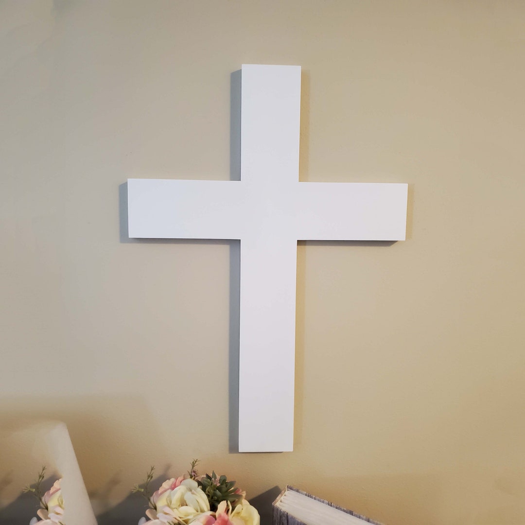 Large White Wood Cross, Wooden Cross, Christian Wedding Gift, Wedding ...