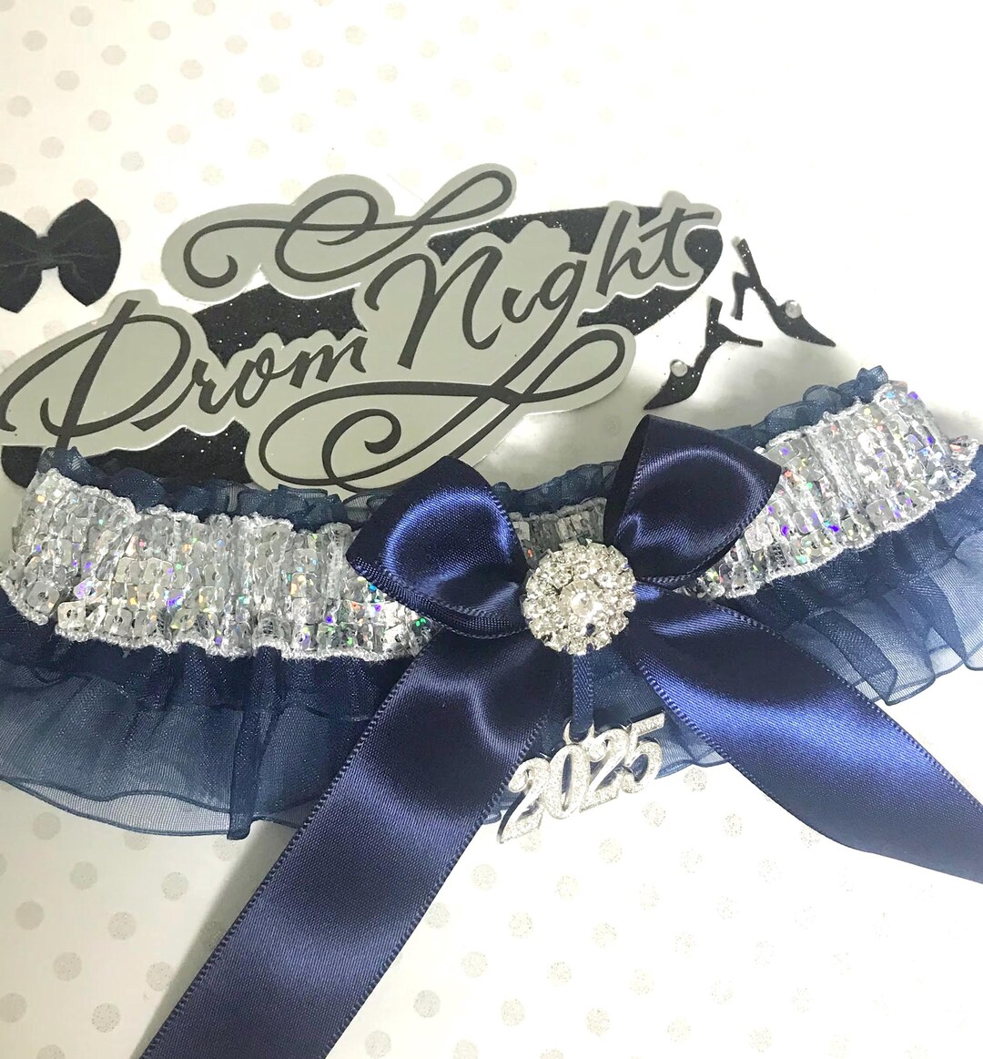 Prom Garter With Charm. Navy/silver Prom Garter. Prom Garter in Navy ...