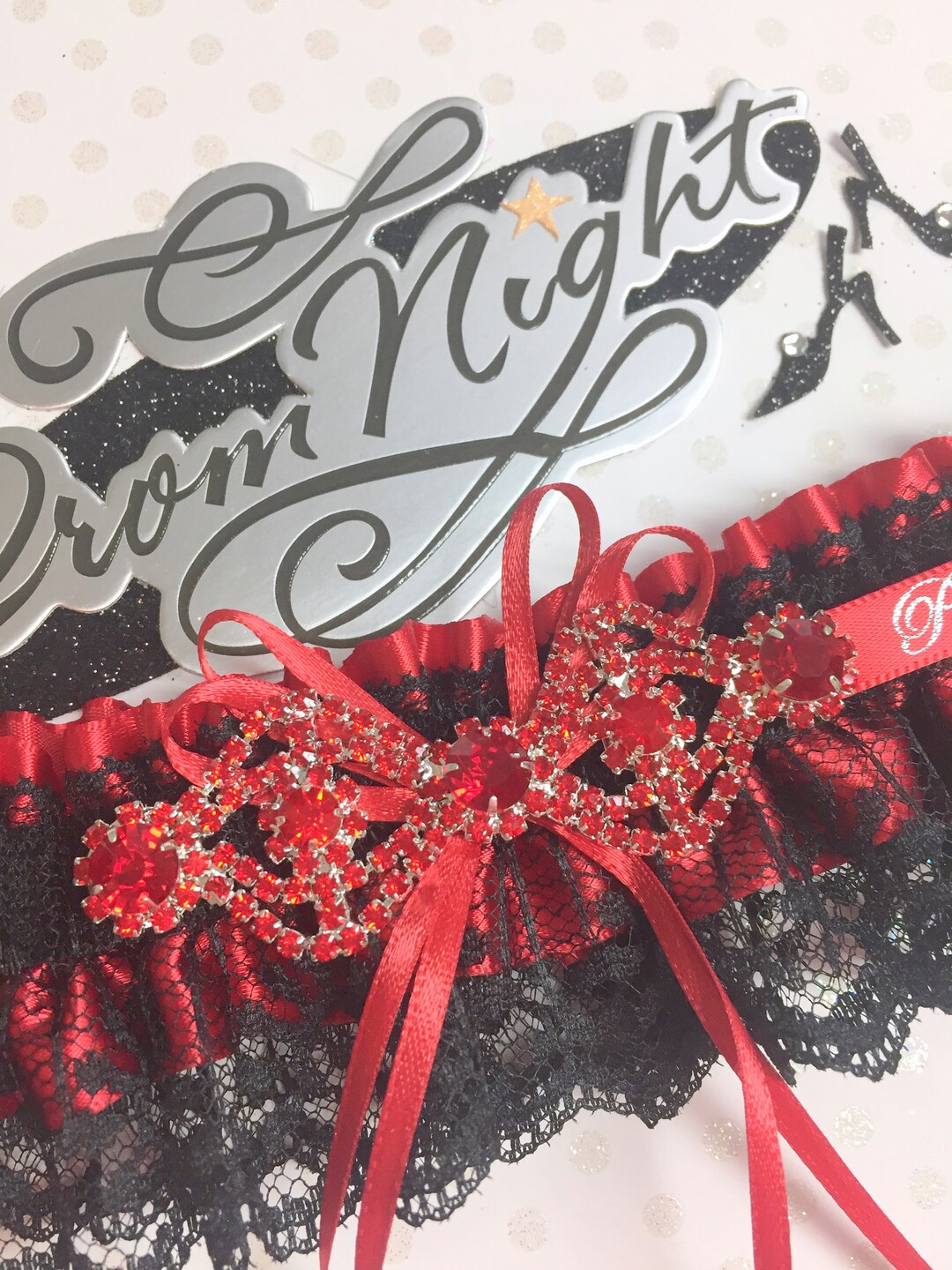 Red Red Prom Garter, Red Black Prom Garter. Prom Garters - Etsy