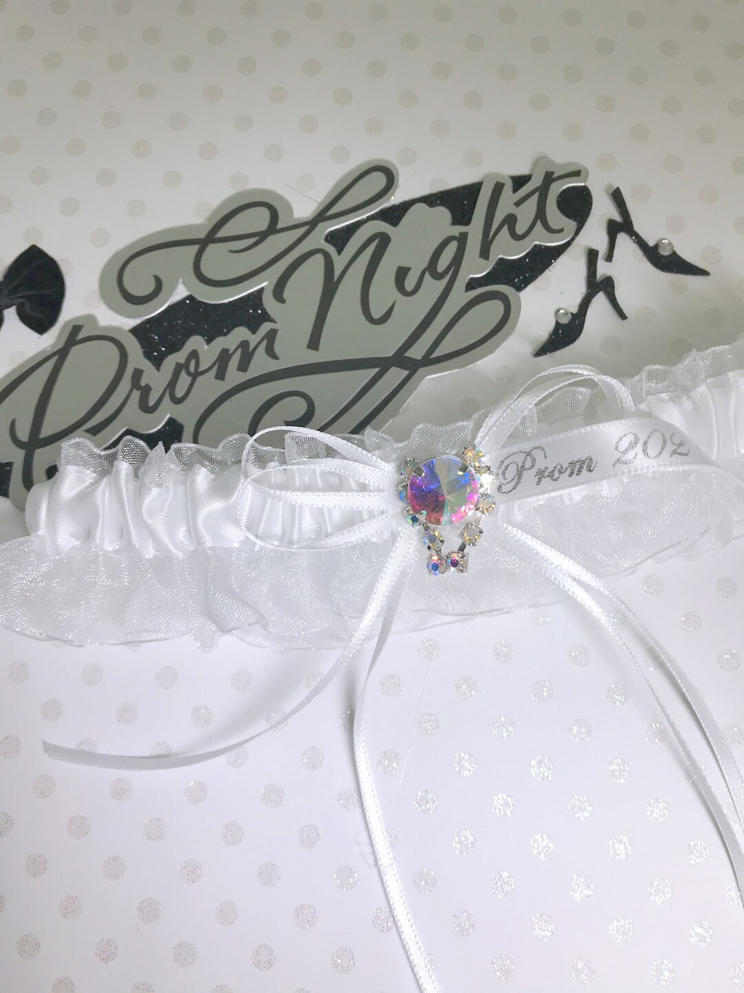 White Prom Garter With a Rhinestone Center. Prom Garters. White Prom ...