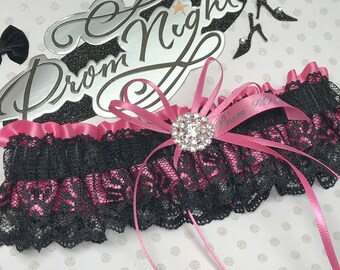 Wedding Garter Hot Pink and Black - Etsy