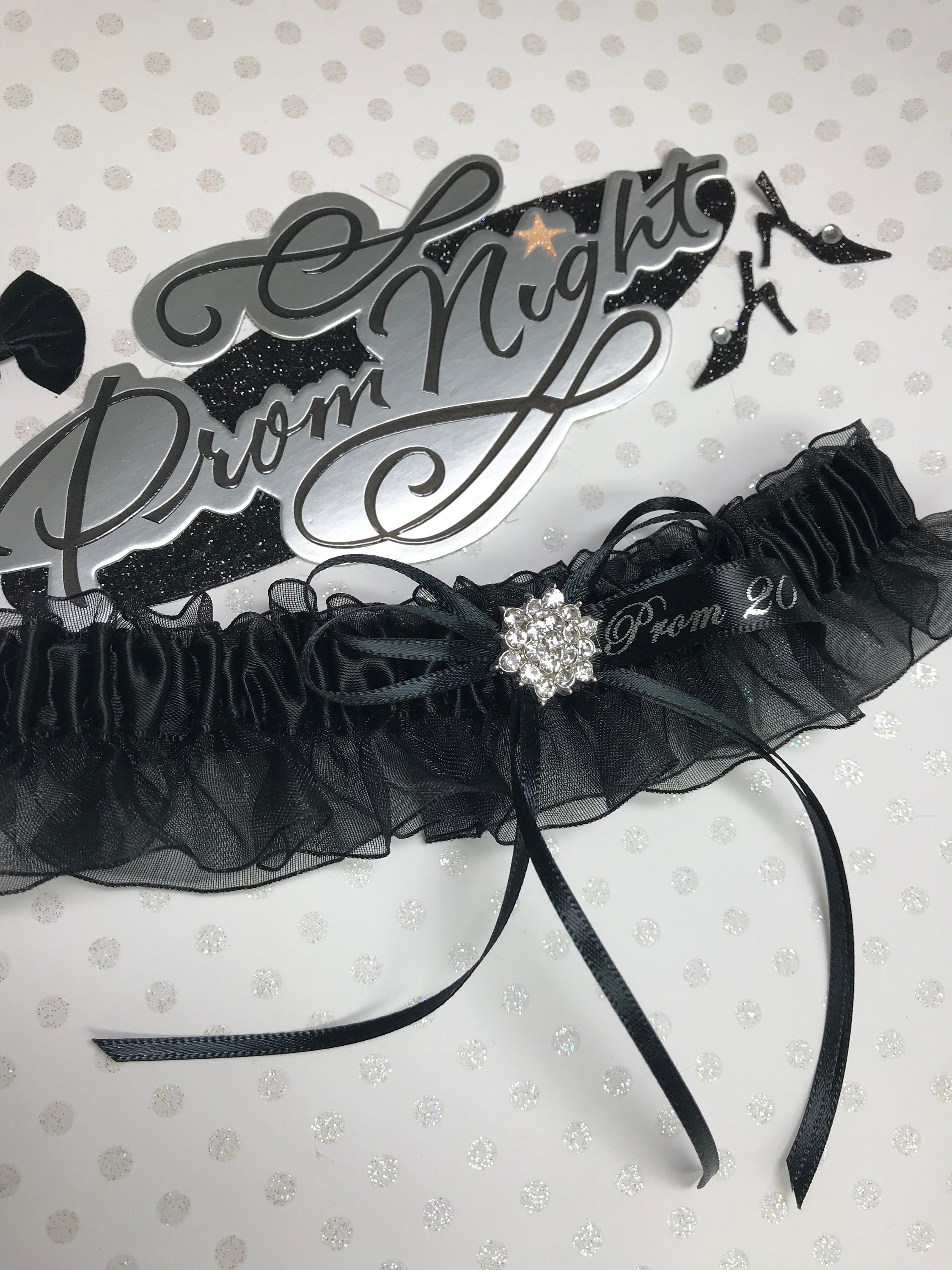 Black prom garter with a rhinestone Black prom garter Prom | Etsy