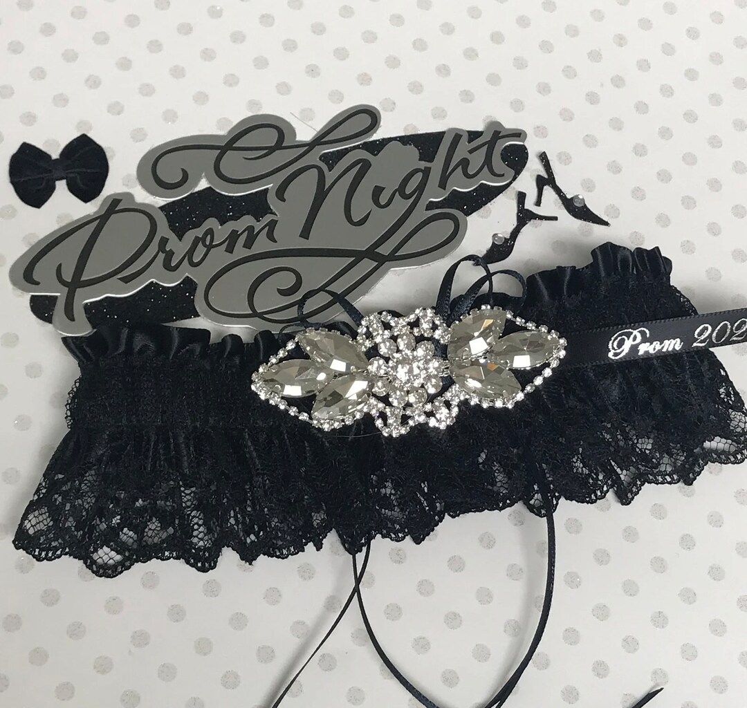 Jeweled Black Lace Prom Garter. Prom Garter in Black - Etsy