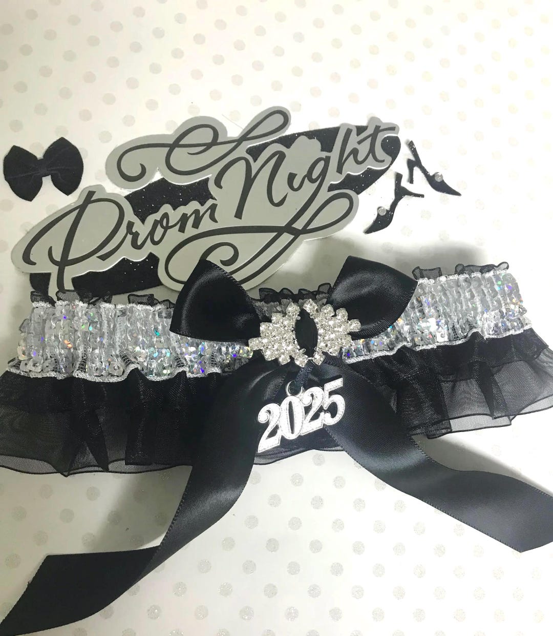 Black Prom Garter With Year Charm. Custom Colors Prom Garter, Prom ...