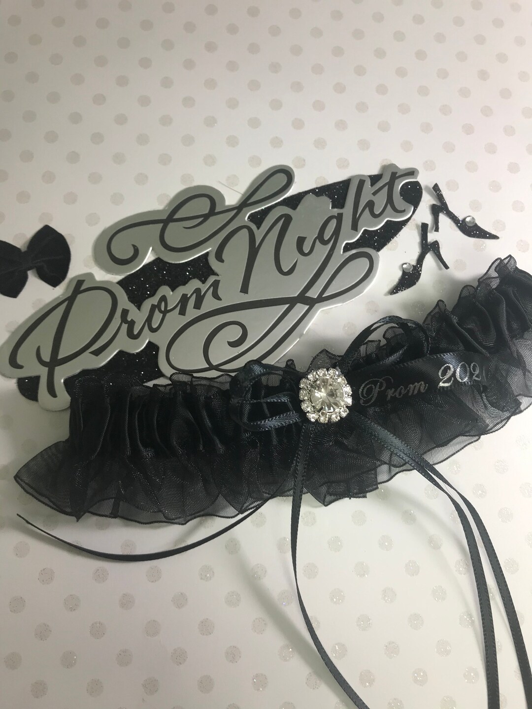 Black Prom Garter With a Rhinestone, Black Prom Garter, Prom Garters - Etsy