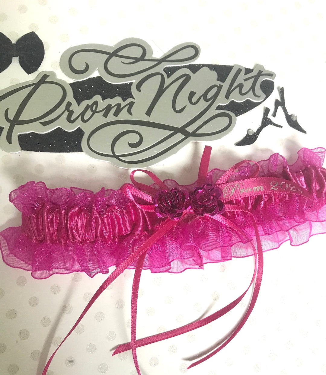 Fuchsia Organza Prom Garter. Prom Garters. Garters for Prom. - Etsy