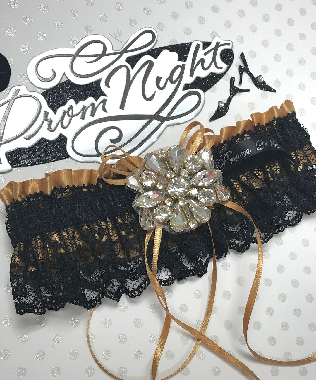 Gold and Black Prom Garter. Gold Prom Garter. Prom Garters. - Etsy