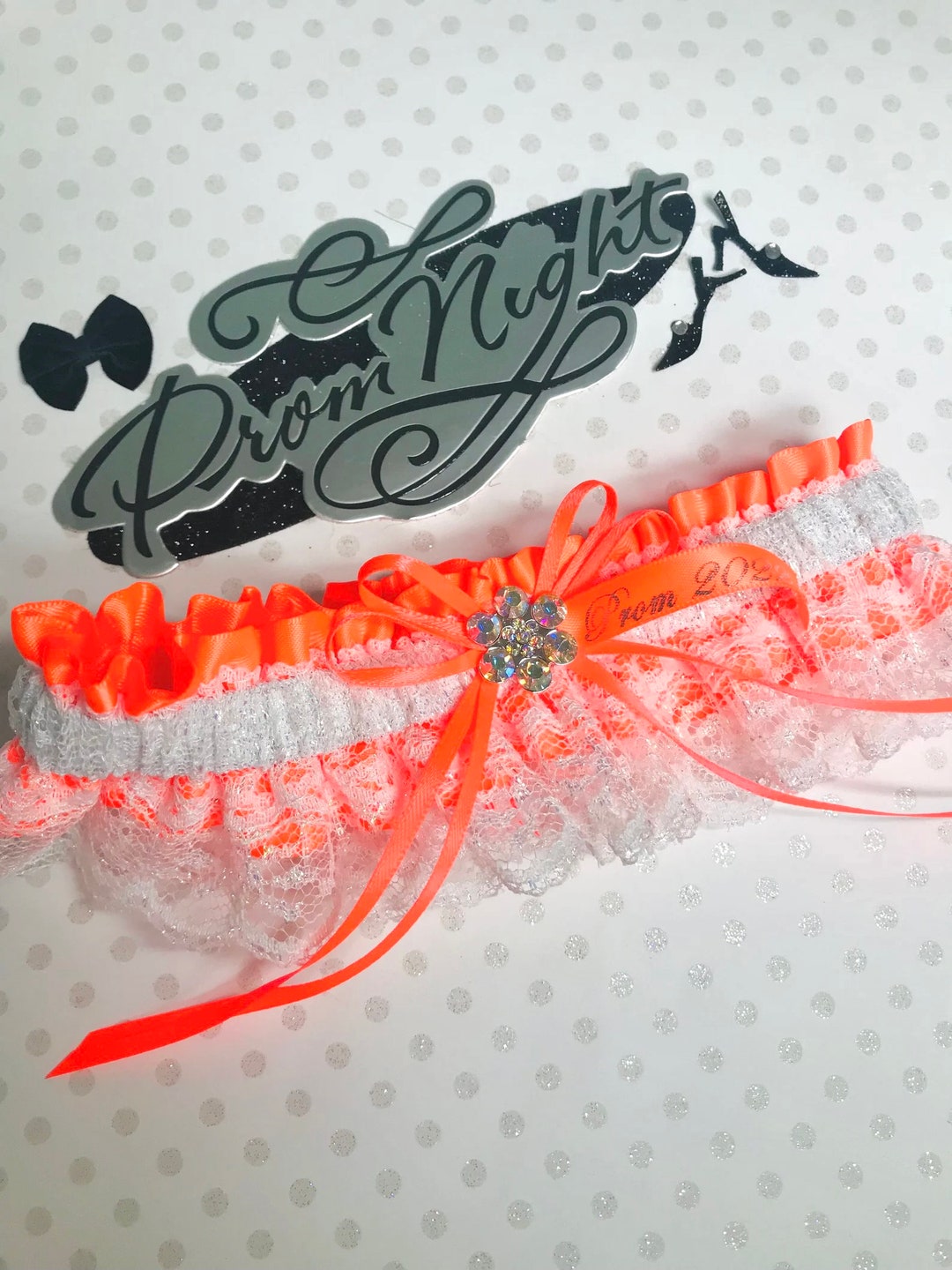 Neon Orange Prom Garter. Neon Orange and Iridescent Prom Garter. Prom ...