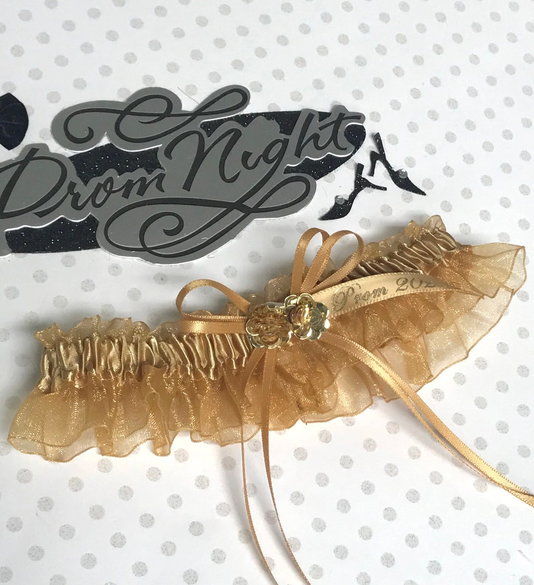 Gold Prom Garter With Sequins. Golden Prom Garter. Prom Night Garters ...