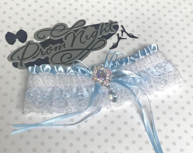 Light Blue & Iridescent White Prom Garter, Prom Garters - Etsy