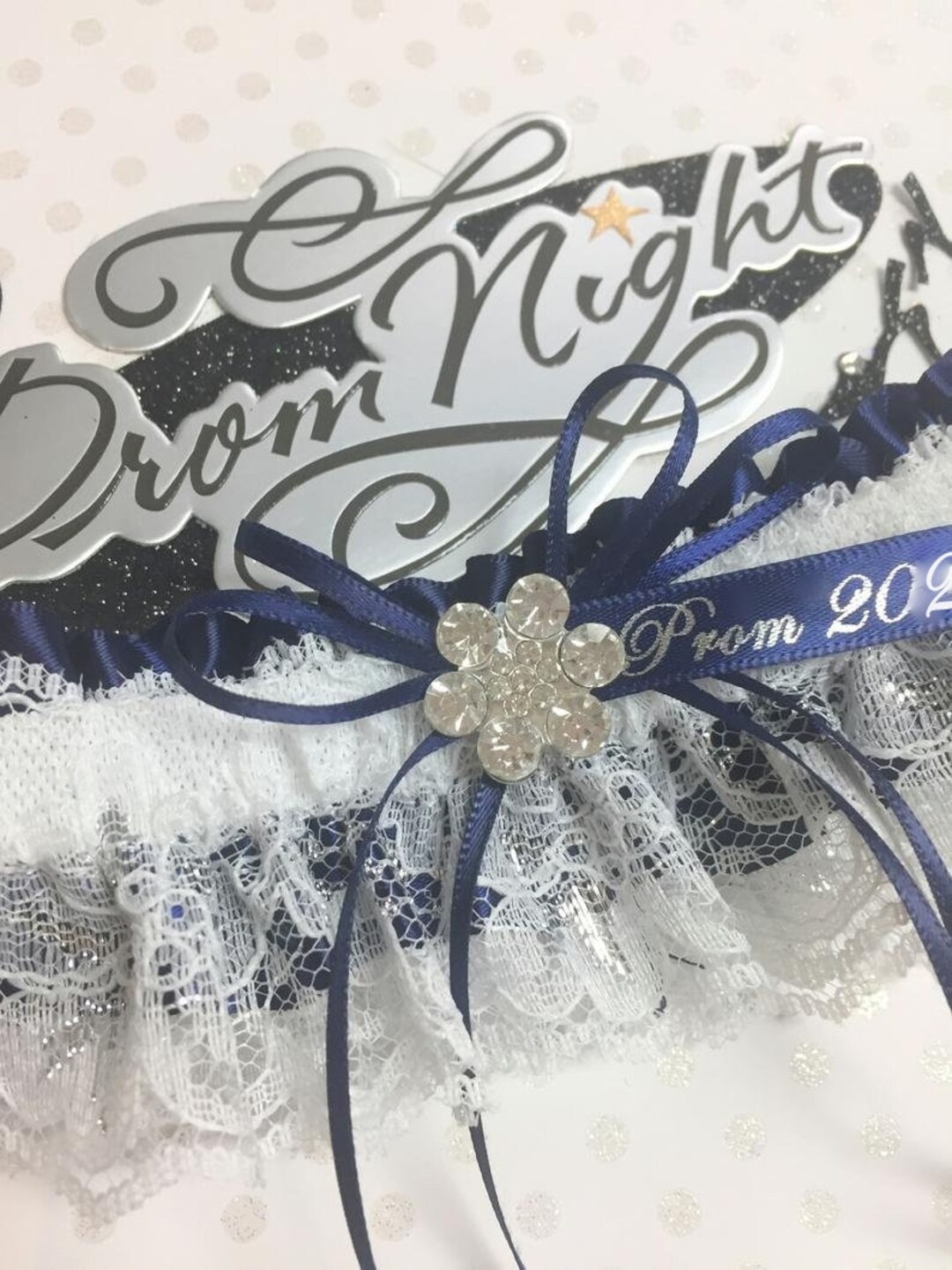 Navy Silver Prom Garter, Prom Garters - Etsy