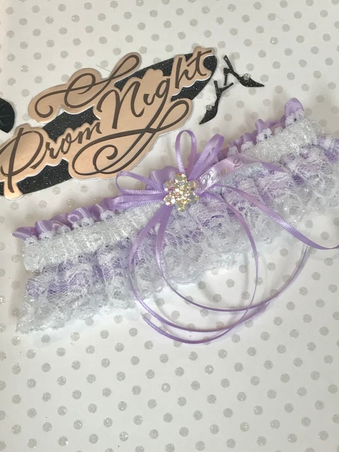 Lavender & Iridescent White Prom Garter. Prom Garters - Etsy