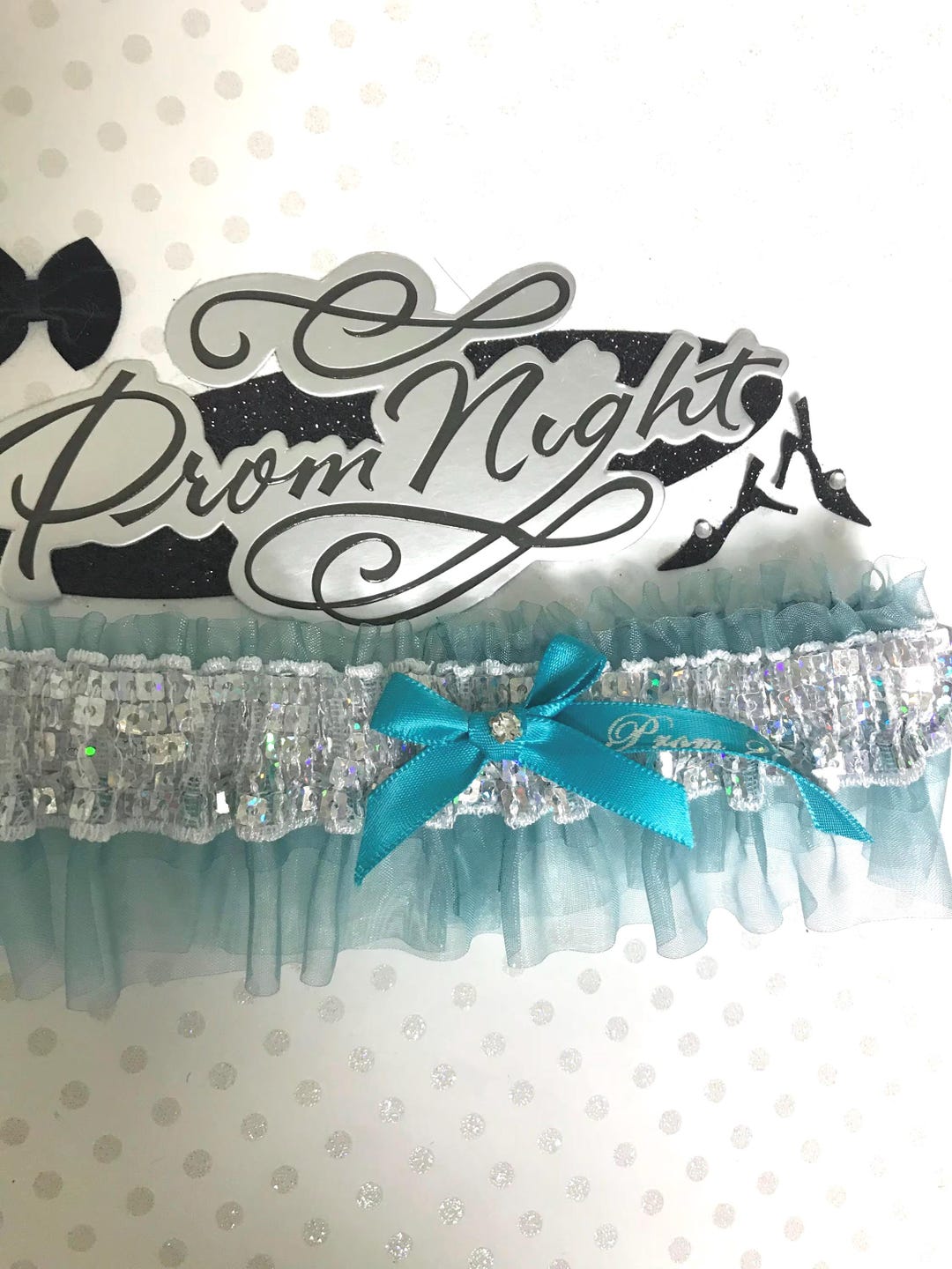 Teal and Silver Prom Garter. Teal Prom Garter. Prom Garters. - Etsy