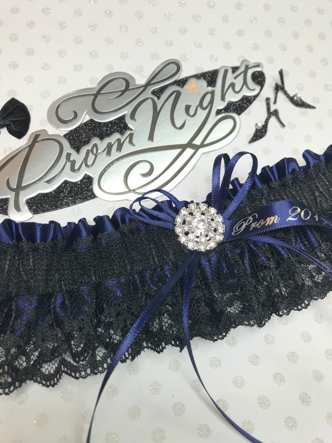 Navy and Black Prom Garter. Prom Garters. Lace Prom Garter. - Etsy