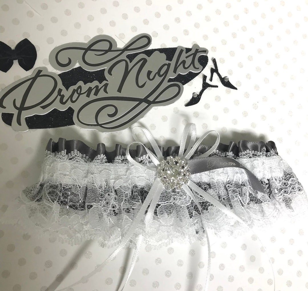 Gunmetal Prom Garter With White Silver Lace. Gunmetal Prom Garter. Prom ...