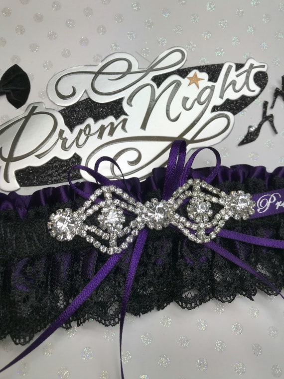 Dark Purple Prom Garter With Black Lace Prom Garters | Etsy