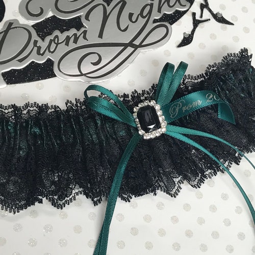 New Wedding Garter Hunter Green Black Prom Getthegoodstuff | Etsy