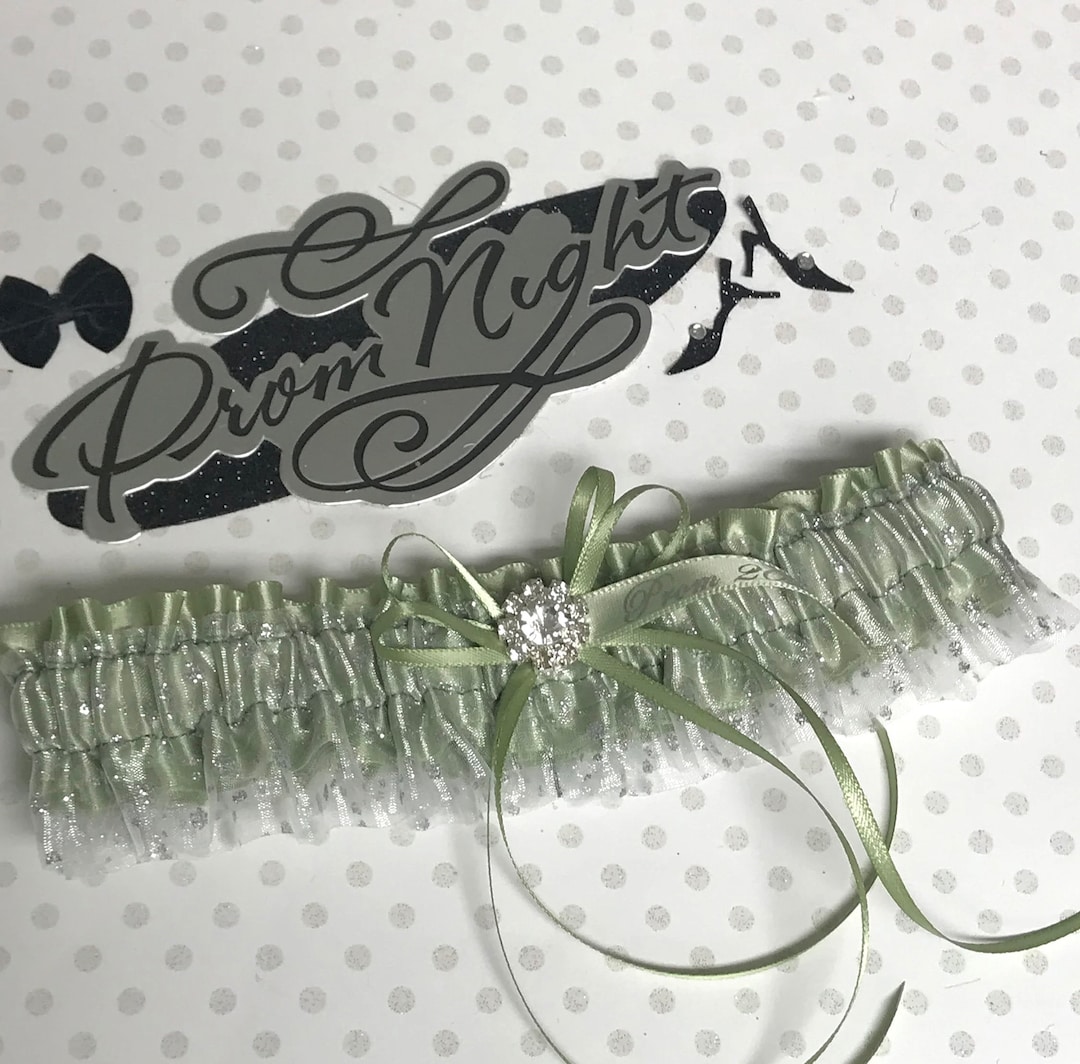 Sage Garter for Prom. Sage Silver Prom Garter. Prom Garters. - Etsy