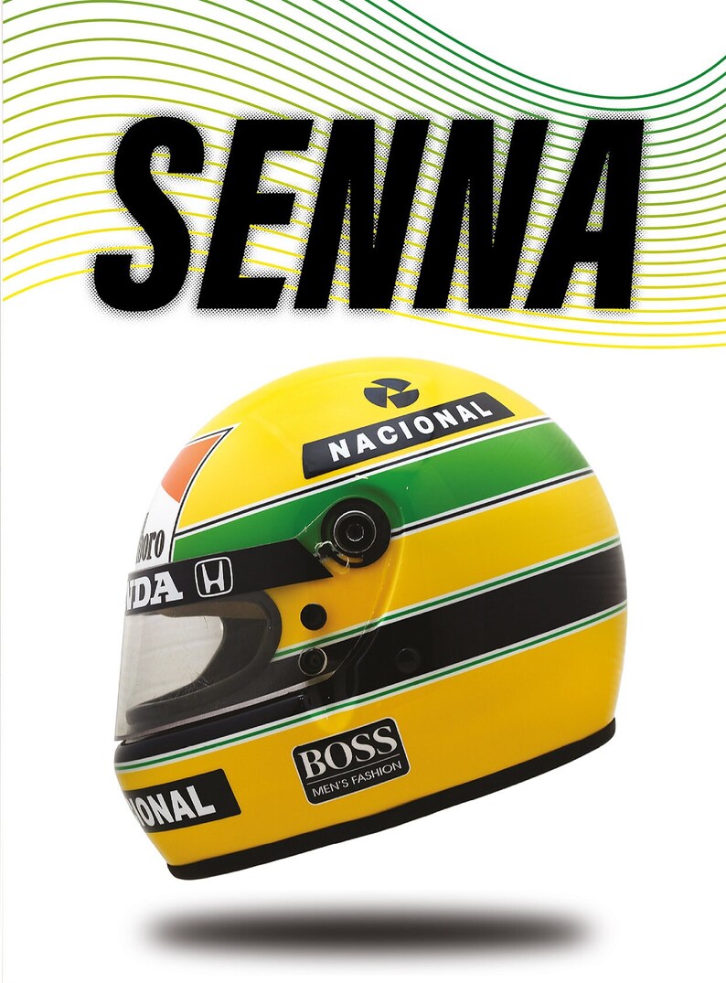 Ayrton Senna Helmet Poster, Racing Poster, Digital Print Download ...