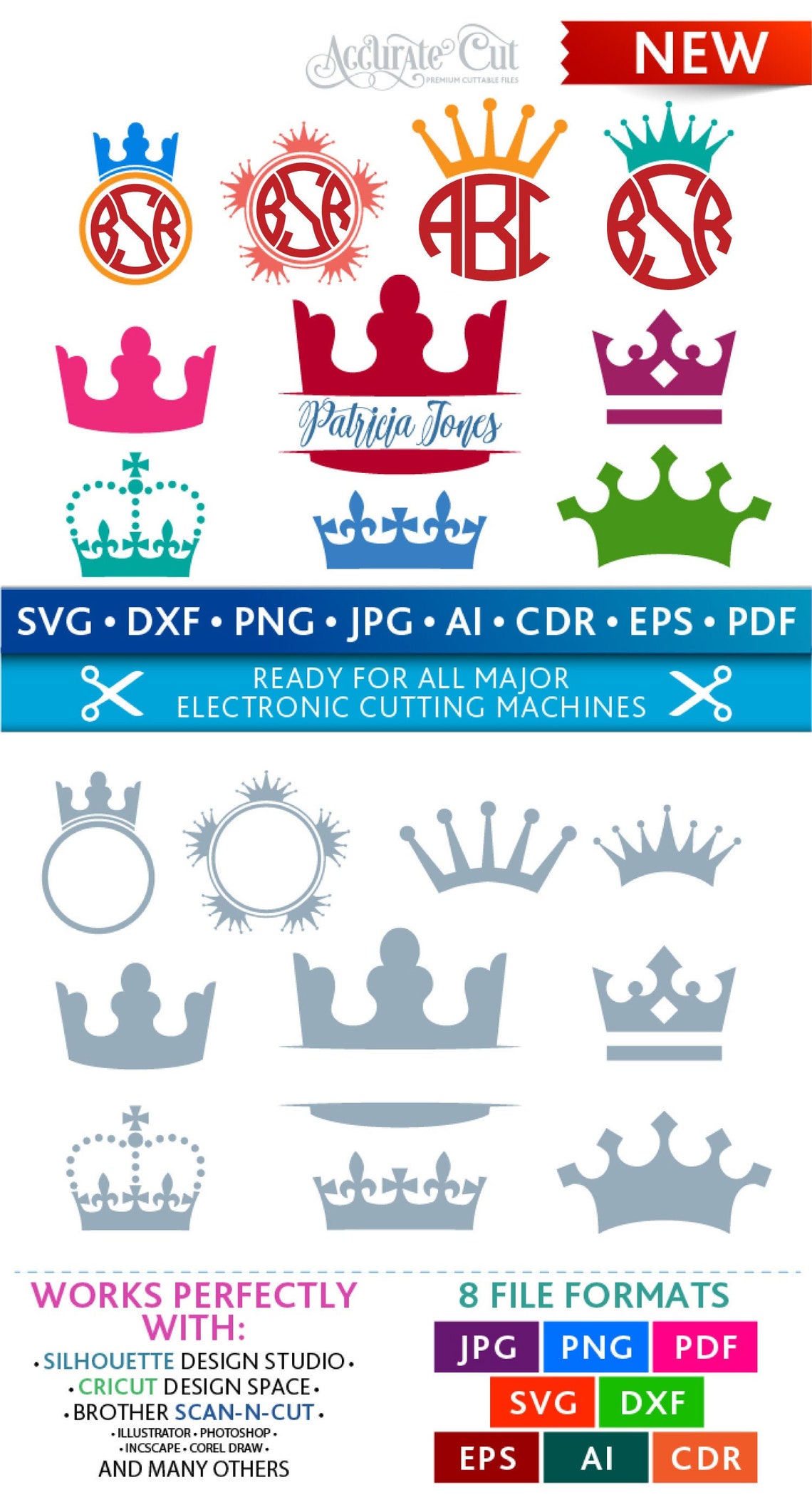 Crown Svg Crown Monogram Frames Svg Crown Frames Svg Princess | Etsy