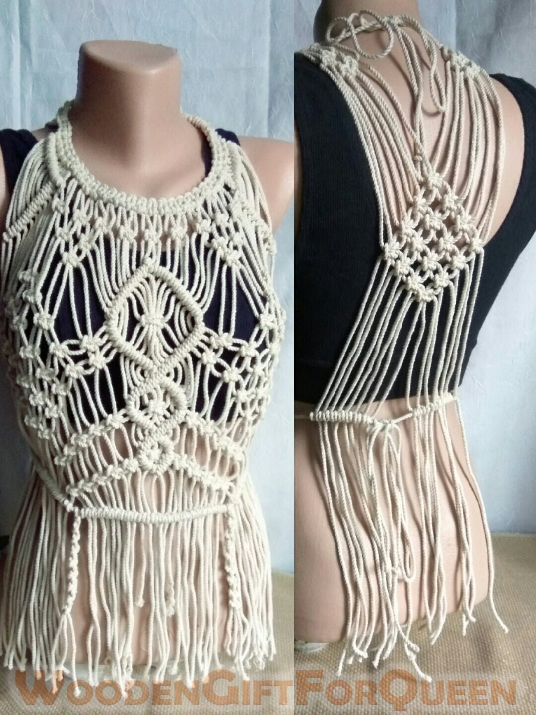 Women Just Do It PDF Macrame Crop Top Pattern Digital Boho Hippie White ...