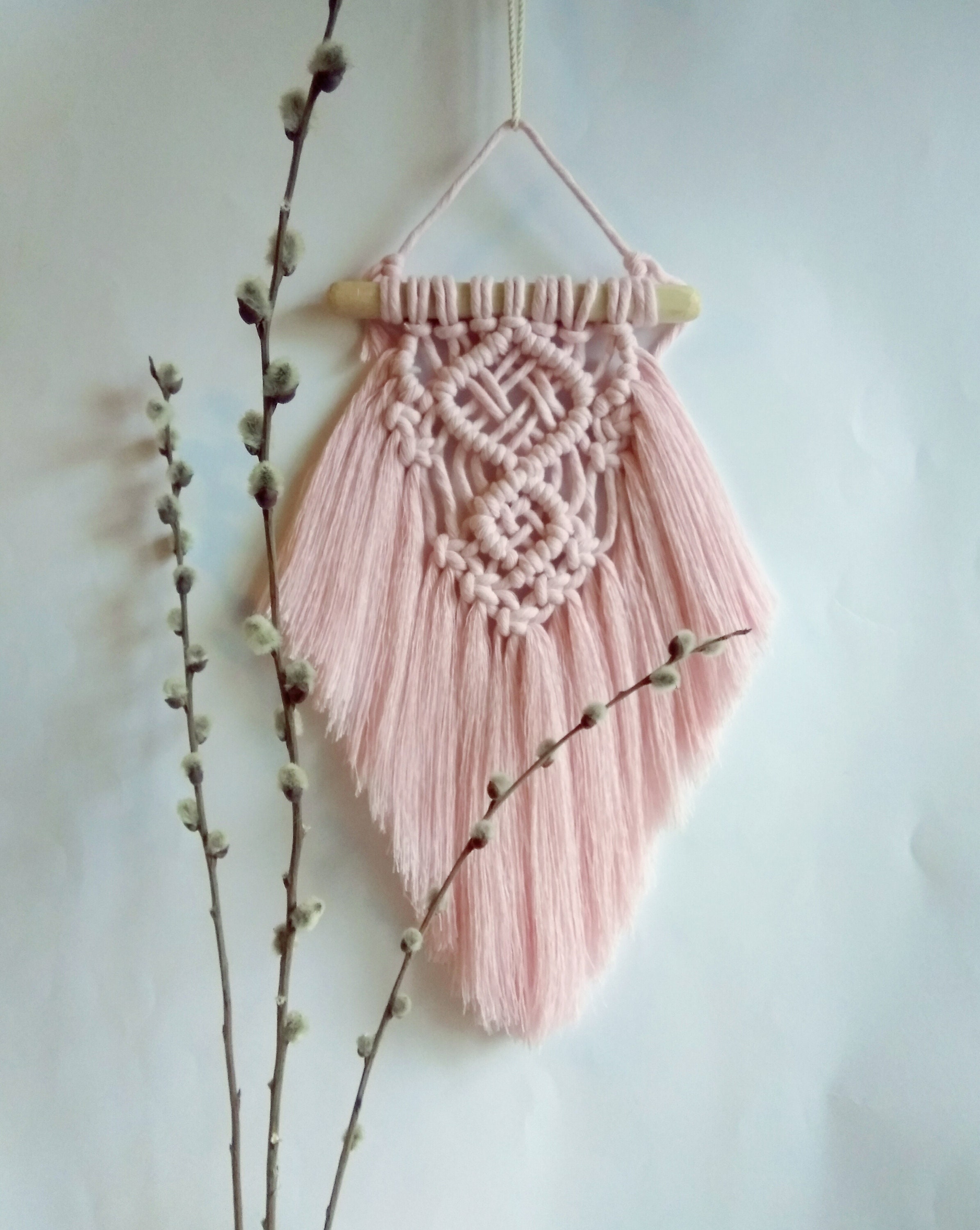 Mini Macrame wall hanging decor home Art charm boho Modern | Etsy