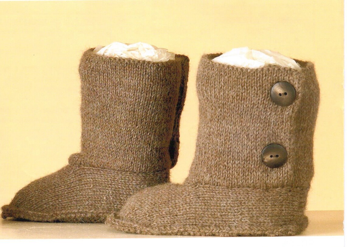 Ugg Boot Pattern Instant Down Load Knitting Pattern 1-2 Years - Etsy UK