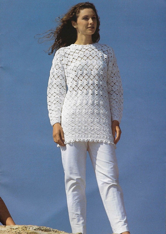 Women Crochet Long Sweater Top Pattern Cardigan Crochet | Etsy