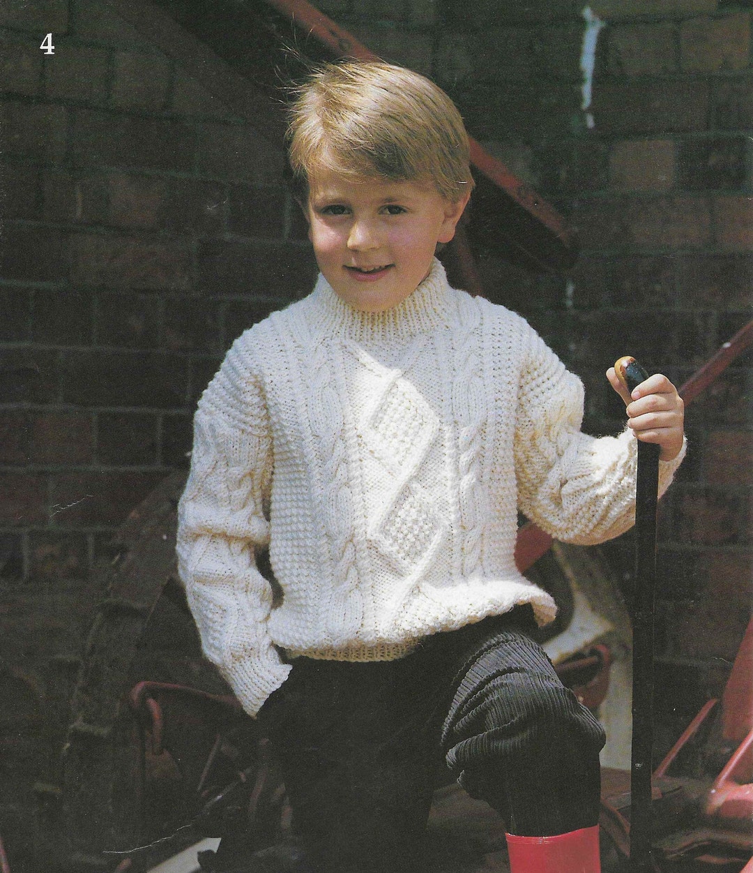 Boys Aran Cable Knitting Pattern PDF Boys Crew Neck Sweater - Etsy Canada