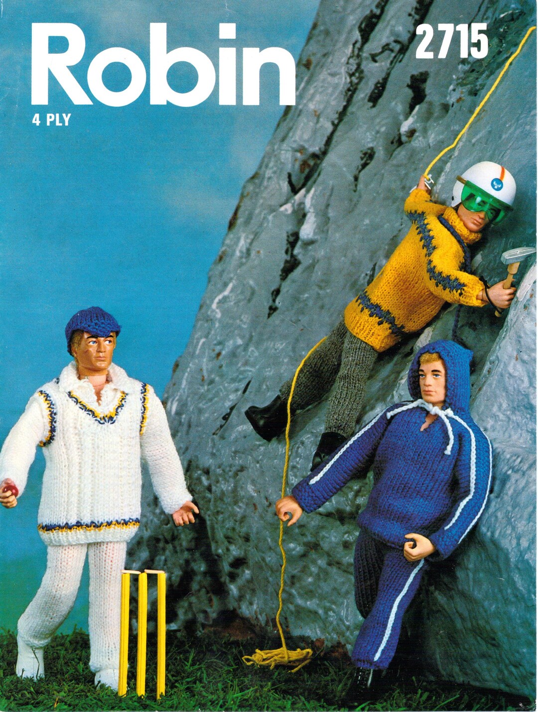 Doll Knitting Pattern Action Man Ken Outfits Cricket Mountaineering ...