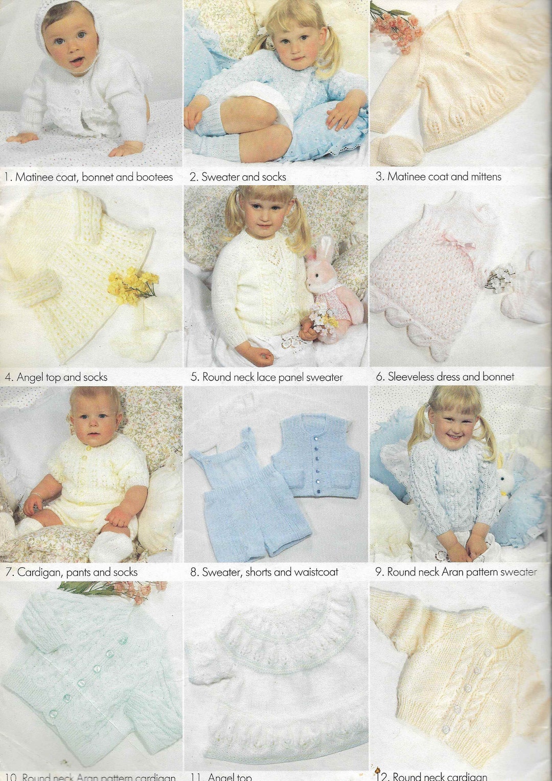 12 X Baby DK Knitting Pattern Newborn Toddler Socks Aran Cardigan Dress ...