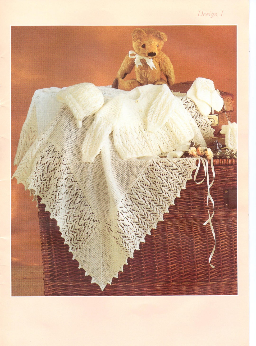 3 Ply Knitting Pattern Baby Cardigan Jacket Matinee Shawl Hat Bonnet ...