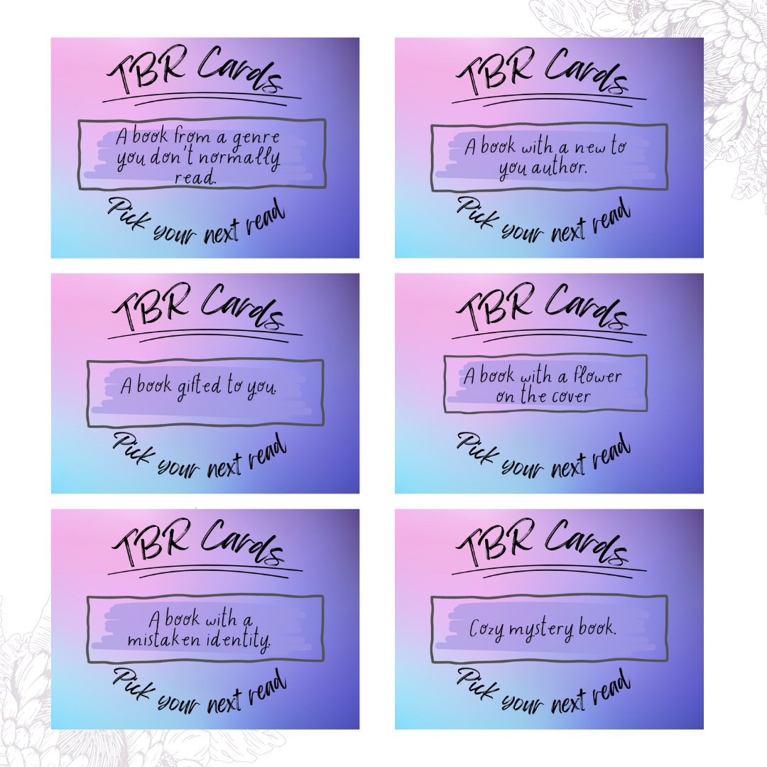 Purple and Blue Printable TBR Cards, Printable Reading Prompts - Etsy
