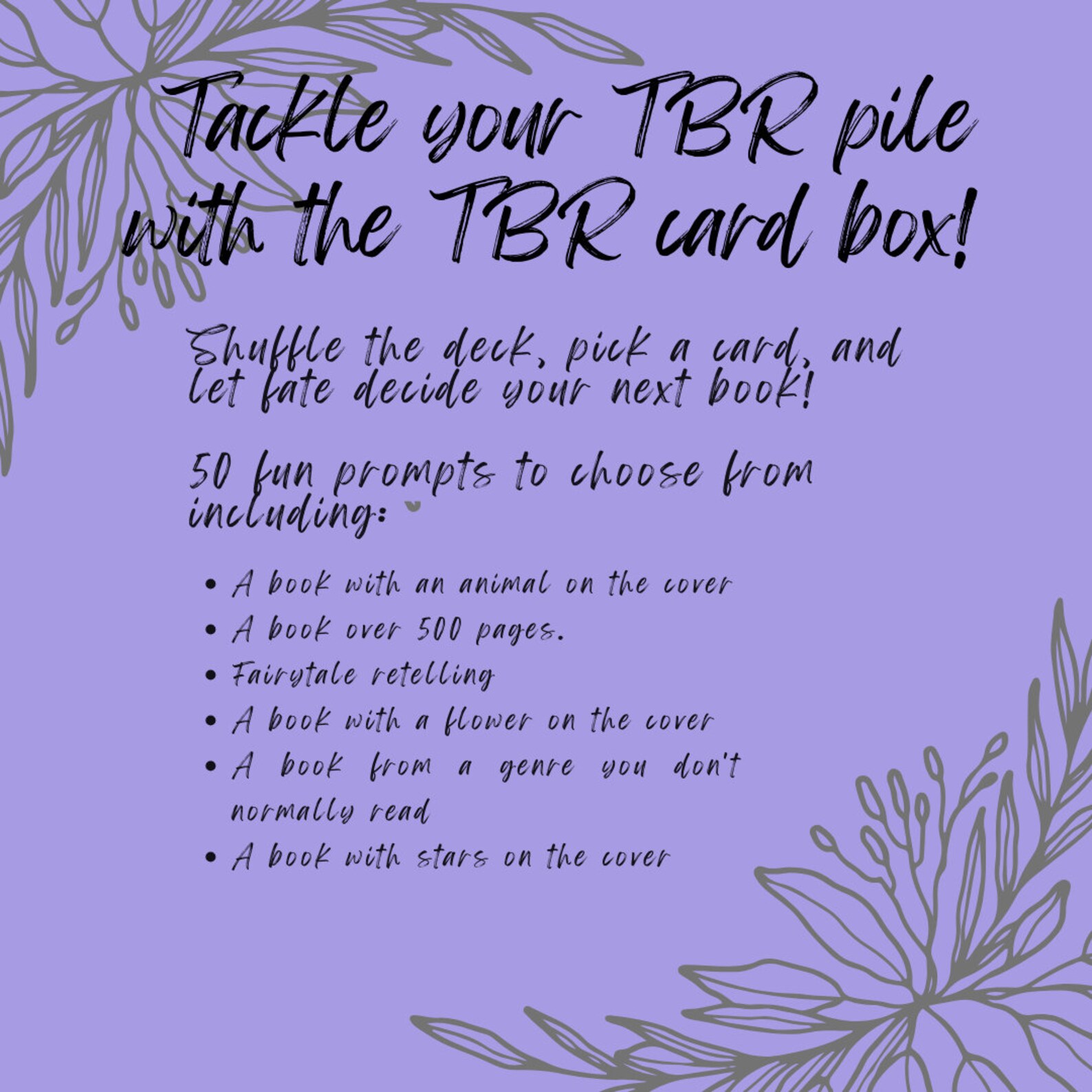 Purple and Blue Printable TBR Cards, Printable Reading Prompts - Etsy