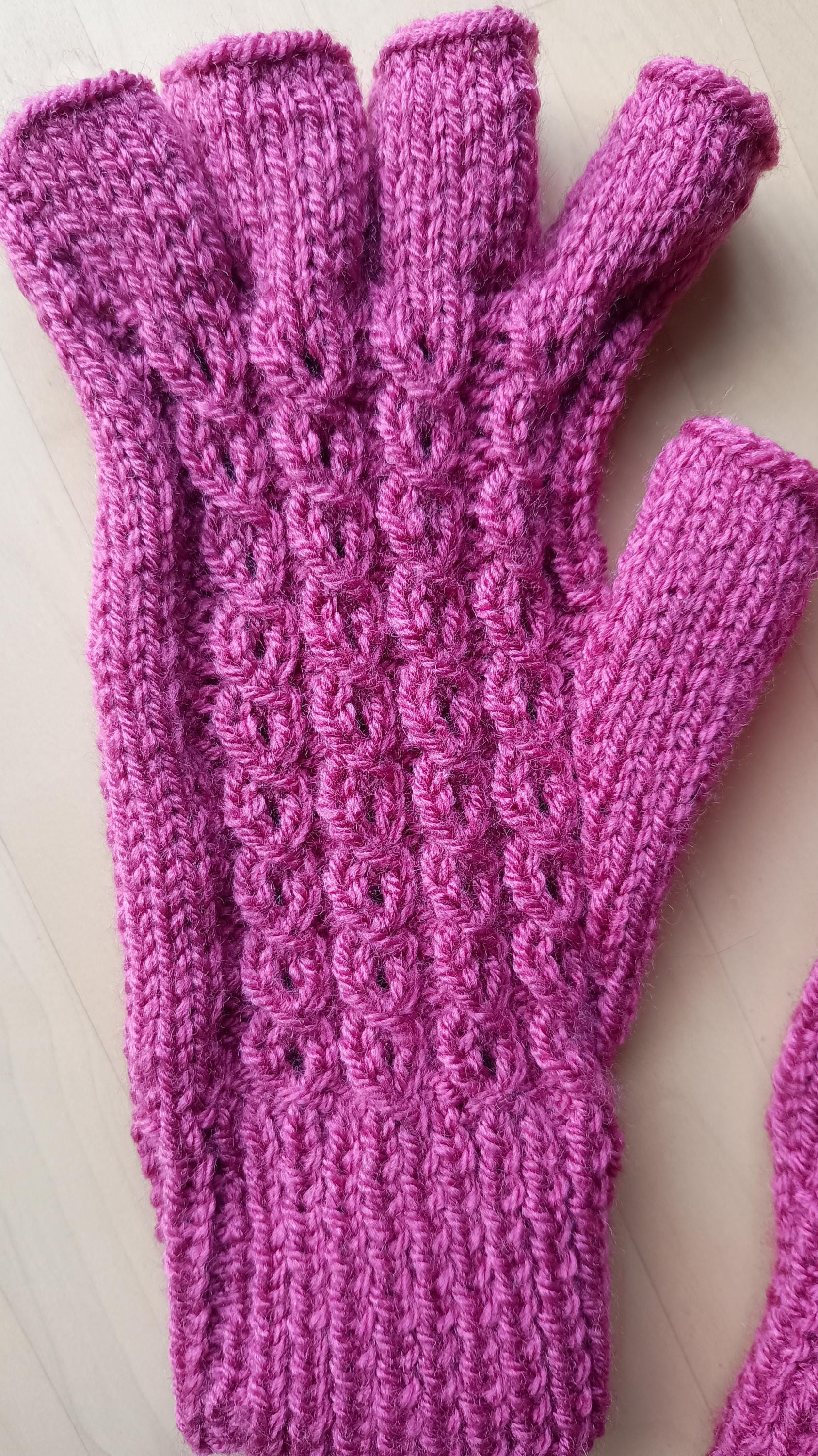 Rose Pink Colour Fingerless Gloves. Hand Knitted Fingerless Gloves ...