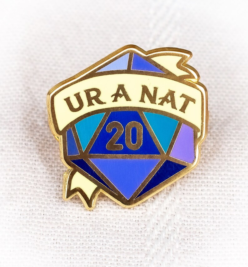 UR A NAT 20 Enamel Pin: Gold and Blue D&D D20 Dice Pin - Etsy