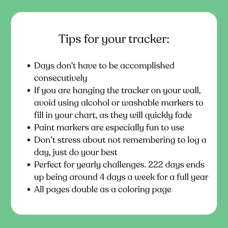222 Day Tracker and Coloring Page Printable PDF, Not AI - Etsy
