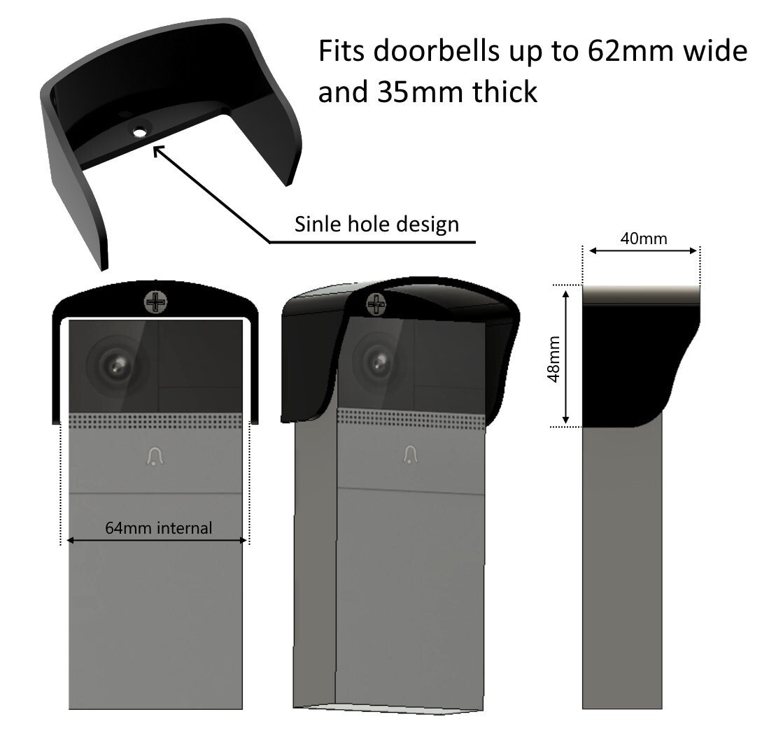 Universal Smart Video Doorbell Rain Cover Hood Weather Shield Glare ...