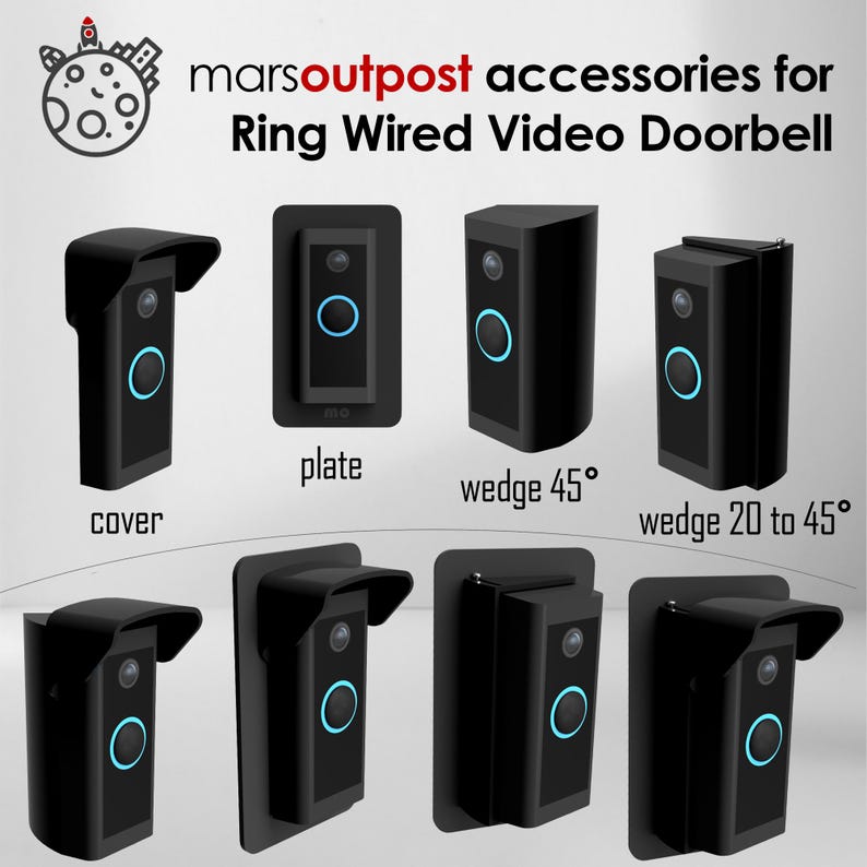Mars Outpost Non-adhesive Wall Plate for Ring Doorbell Wired Matt ...