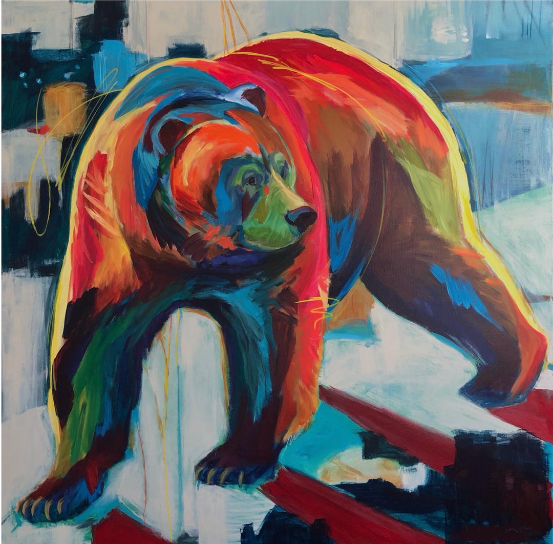 Arresting Woodsman 40x40”- Bear Original Painting- Black Bears Fine Art ...