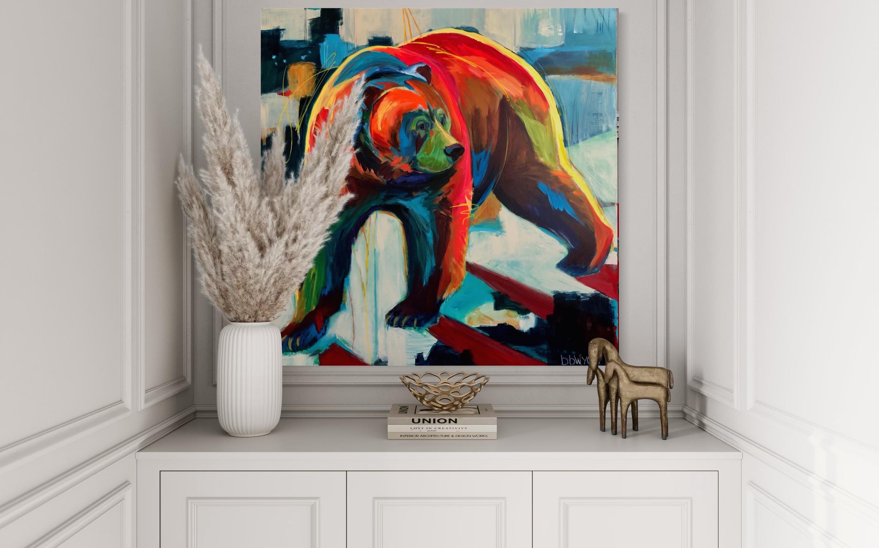Arresting Woodsman 40x40”- Bear Original Painting- Black Bears Fine Art ...