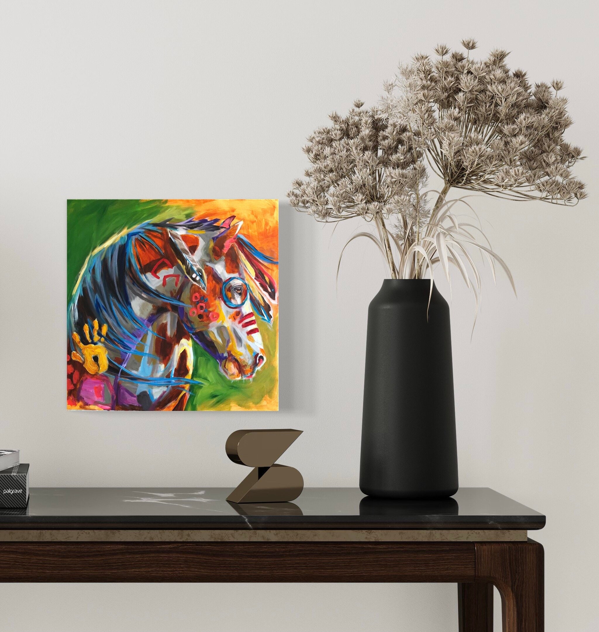 Orenda- Print Native American War Horse, Painted Pony, Vibrant Wall Art ...