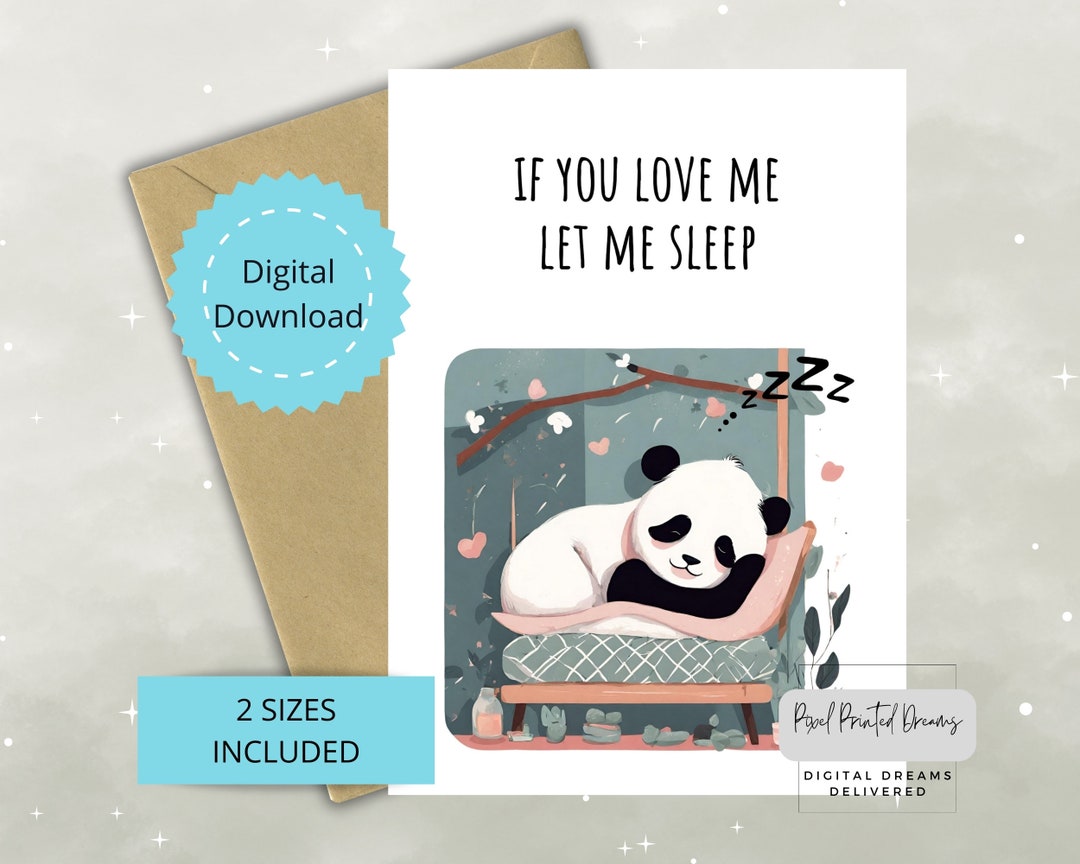 Panda Love Printable Card, Panda Digital Card, Panda Love Card, 5x7 ...