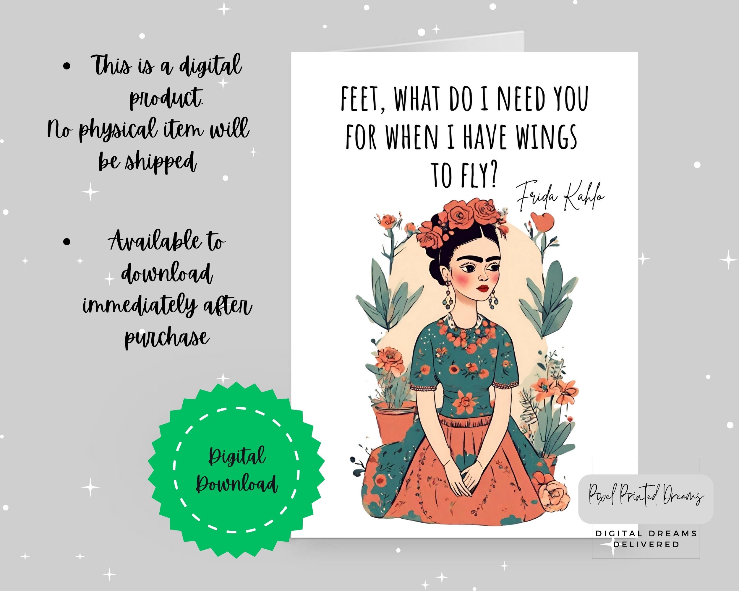 Frida Kahlo Printable Birthday Card, Frida Digital Card, Frida Greeting ...