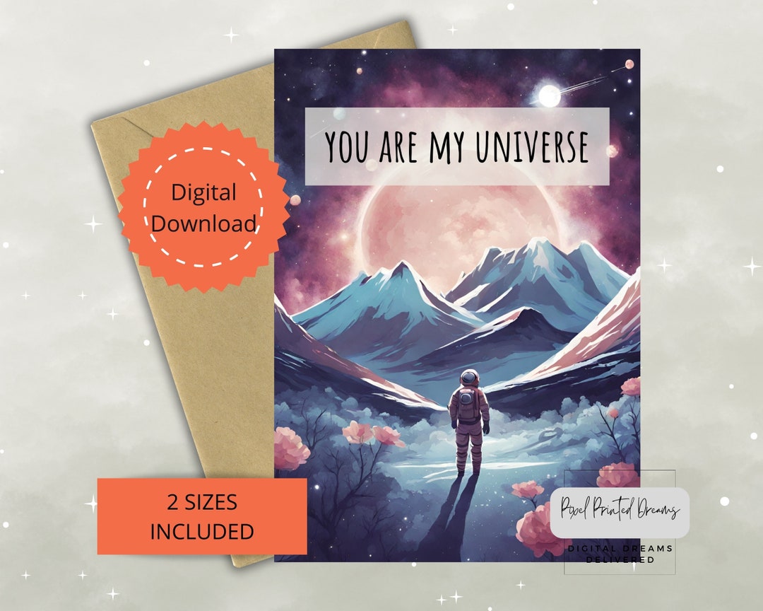Celestial Printable Card, Cosmic Digital Card, You Are My Universe ...
