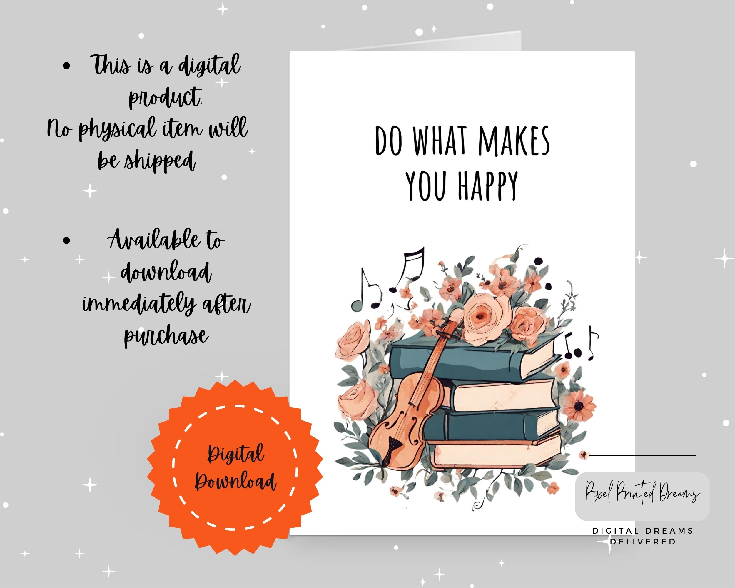 Musical Notes Printable Birthday Card, Musical Digital Card, Do What ...