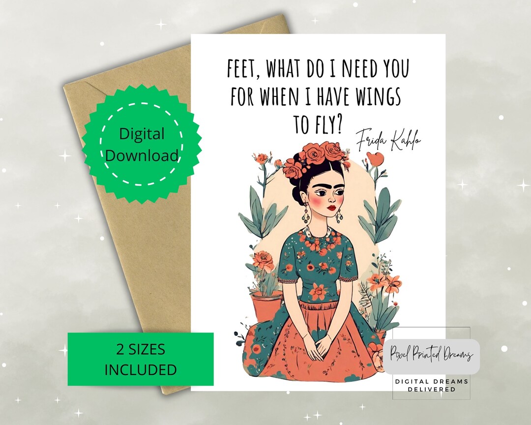 Frida Kahlo Printable Birthday Card, Frida Digital Card, Frida Greeting ...